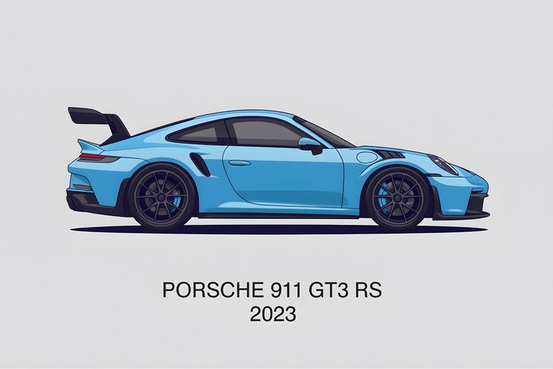 Porsche 911 GT3 RS Car Print – Modern Vector Wall Art – Motorsport ...