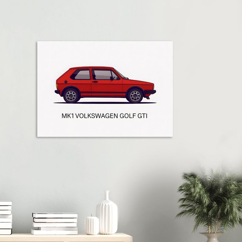 VW Golf GTI Mk1 Vector Car Print – Retro Hot Hatch Poster – Classic ...