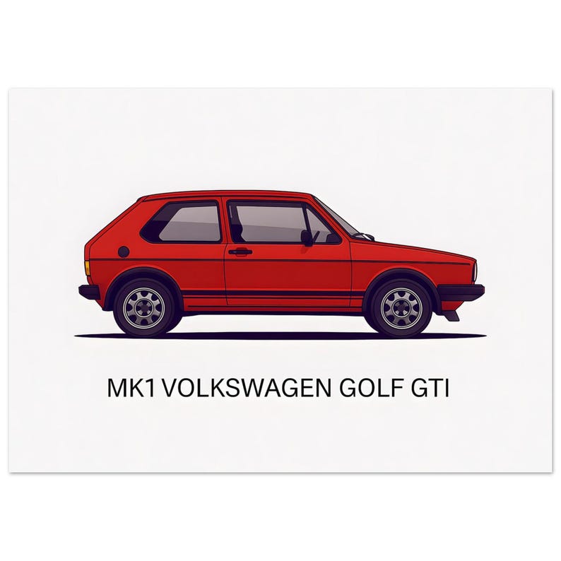 VW Golf GTI Mk1 Vector Car Print – Retro Hot Hatch Poster – Classic ...