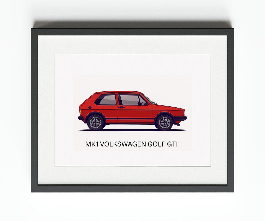 VW Golf GTI Mk1 Vector Car Print – Retro Hot Hatch Poster – Classic ...