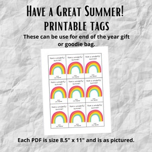 Summer is Here! End of Year Gift Tags for Kids / Instant Access to ...