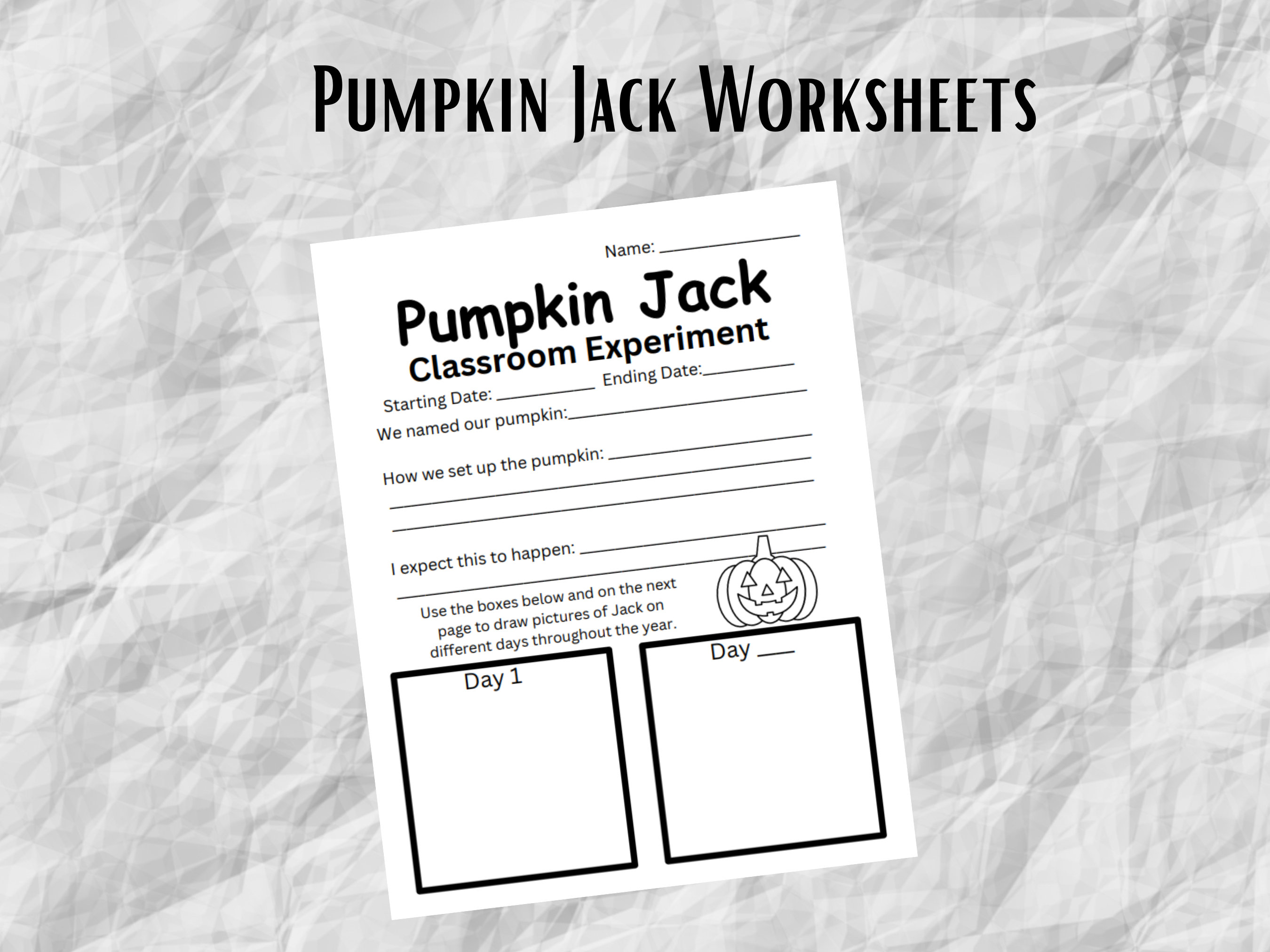 Pumpkin Jack Experiment Worksheets | Elementary Science | Homeschool ...