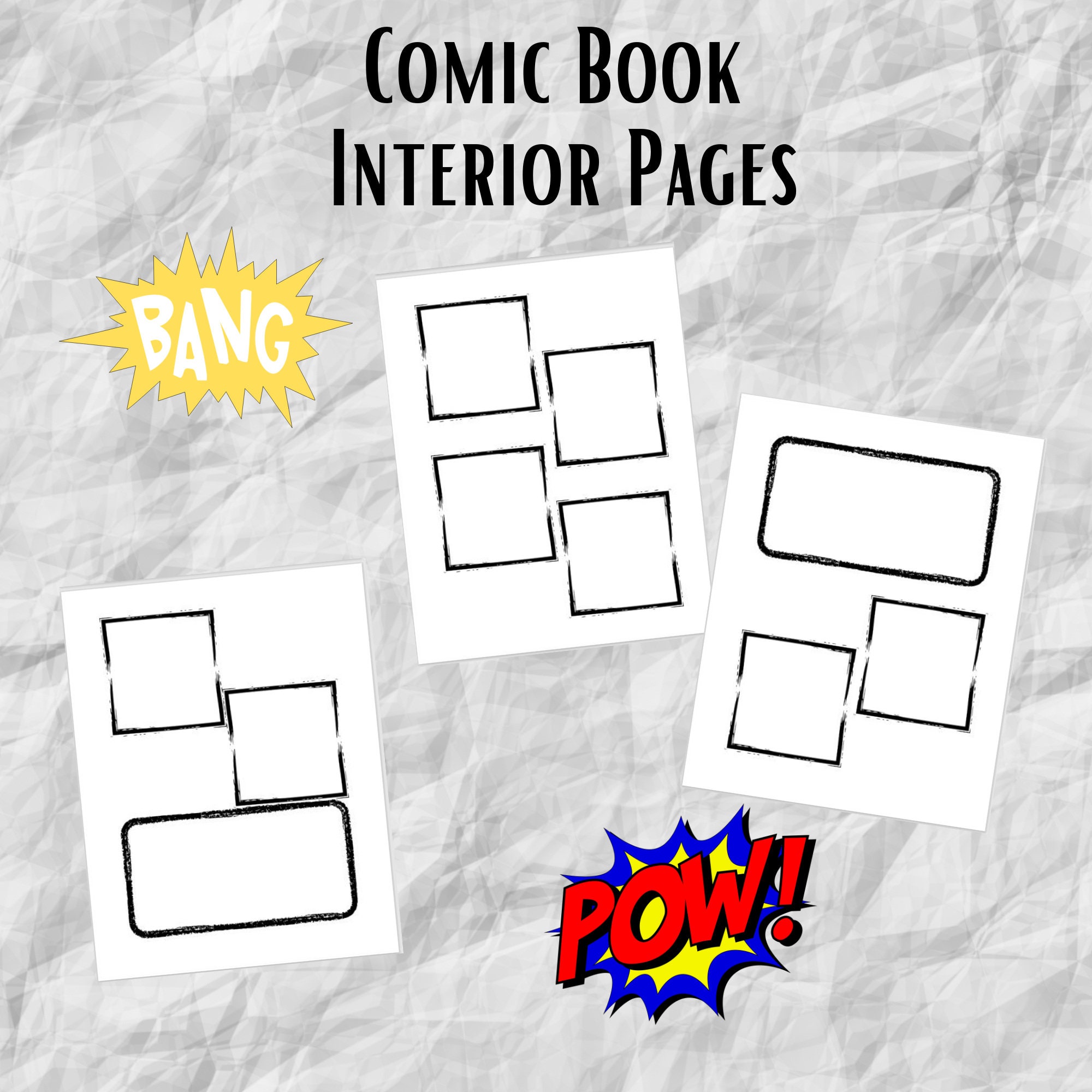 Blank Comic Book Interior Pages for KDP Book, Printable Size 8.5 X 11 ...