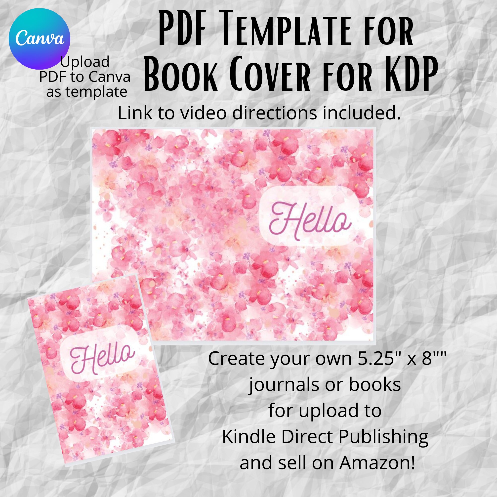 5.25" X 8" PDF Blank Canva Template to Create Book & Journal Cover for ...