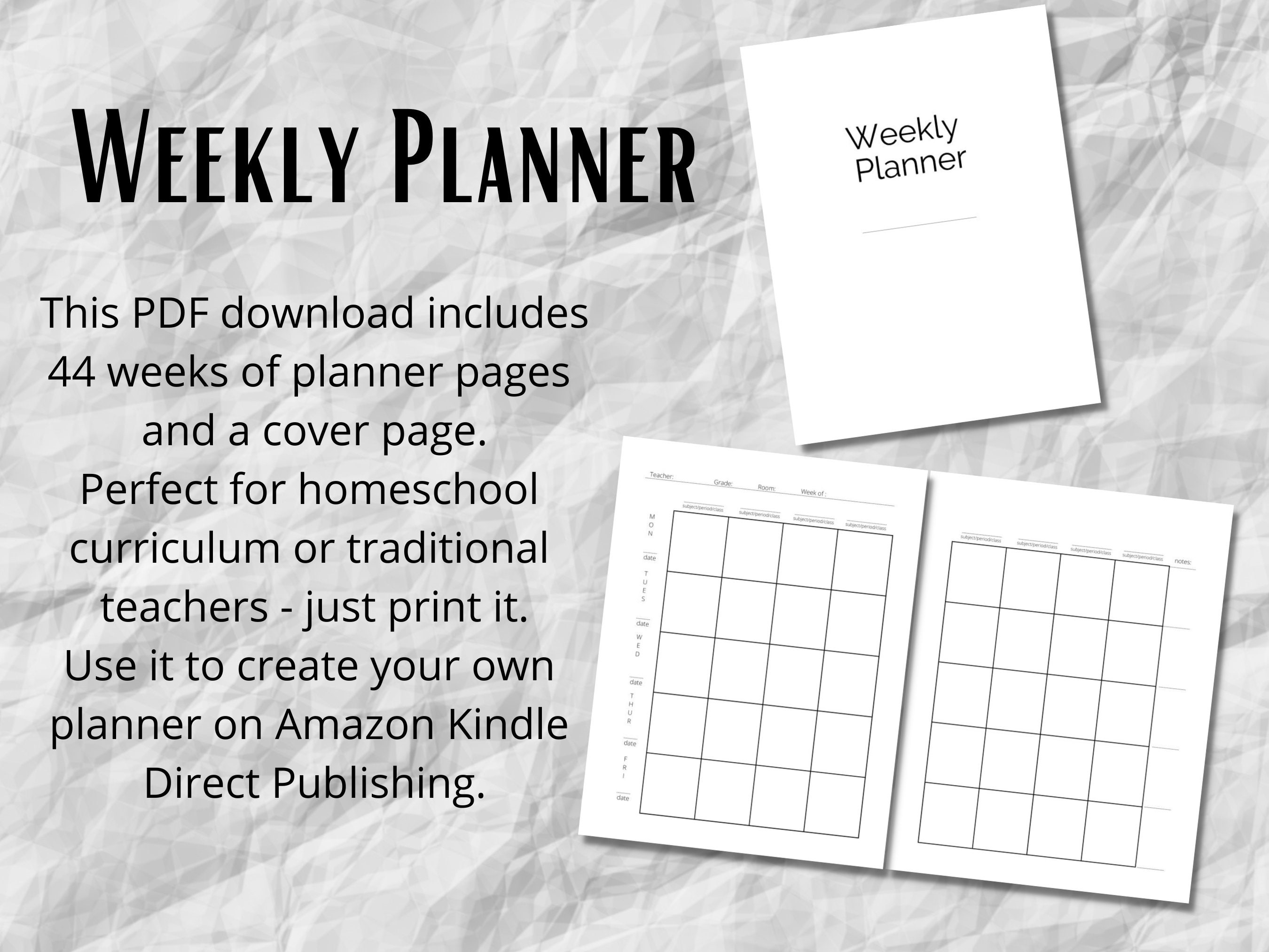 Weekly Planner, Lesson Plans and Homeschooling, Undated Letter Size ...