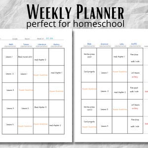 Weekly Planner, Lesson Plans and Homeschooling, Undated Letter Size ...