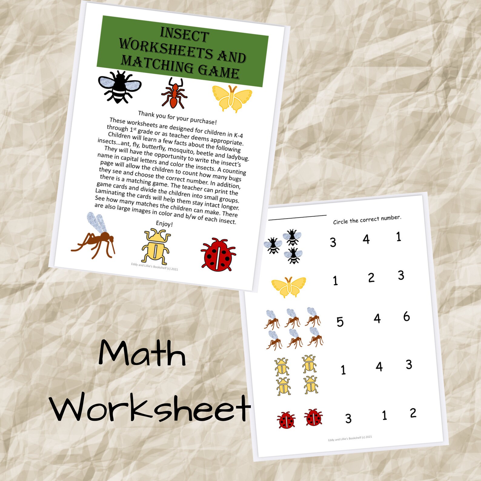 Insects - Science Worksheets for Kids: Color Pages, Counting, Room ...