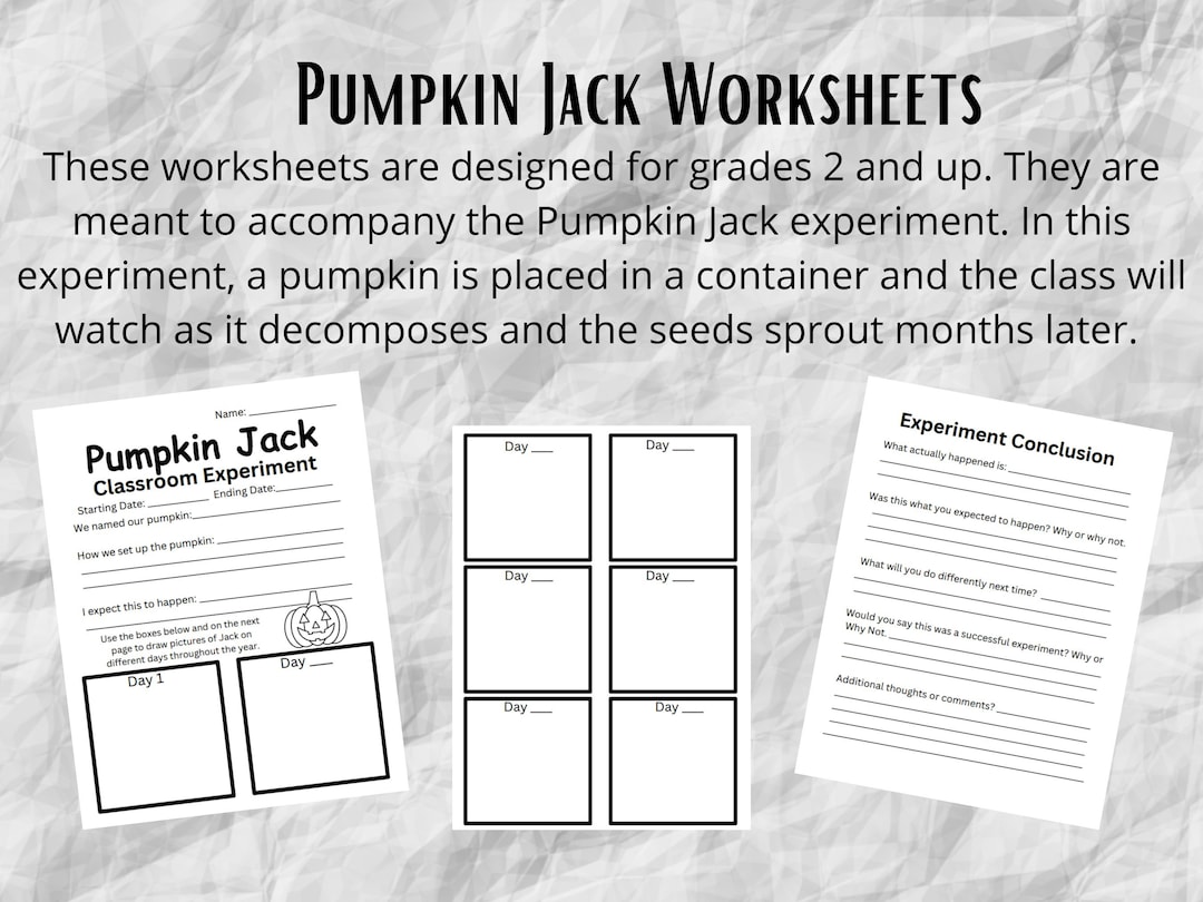 Pumpkin Jack Experiment Worksheets | Elementary Science | Homeschool ...