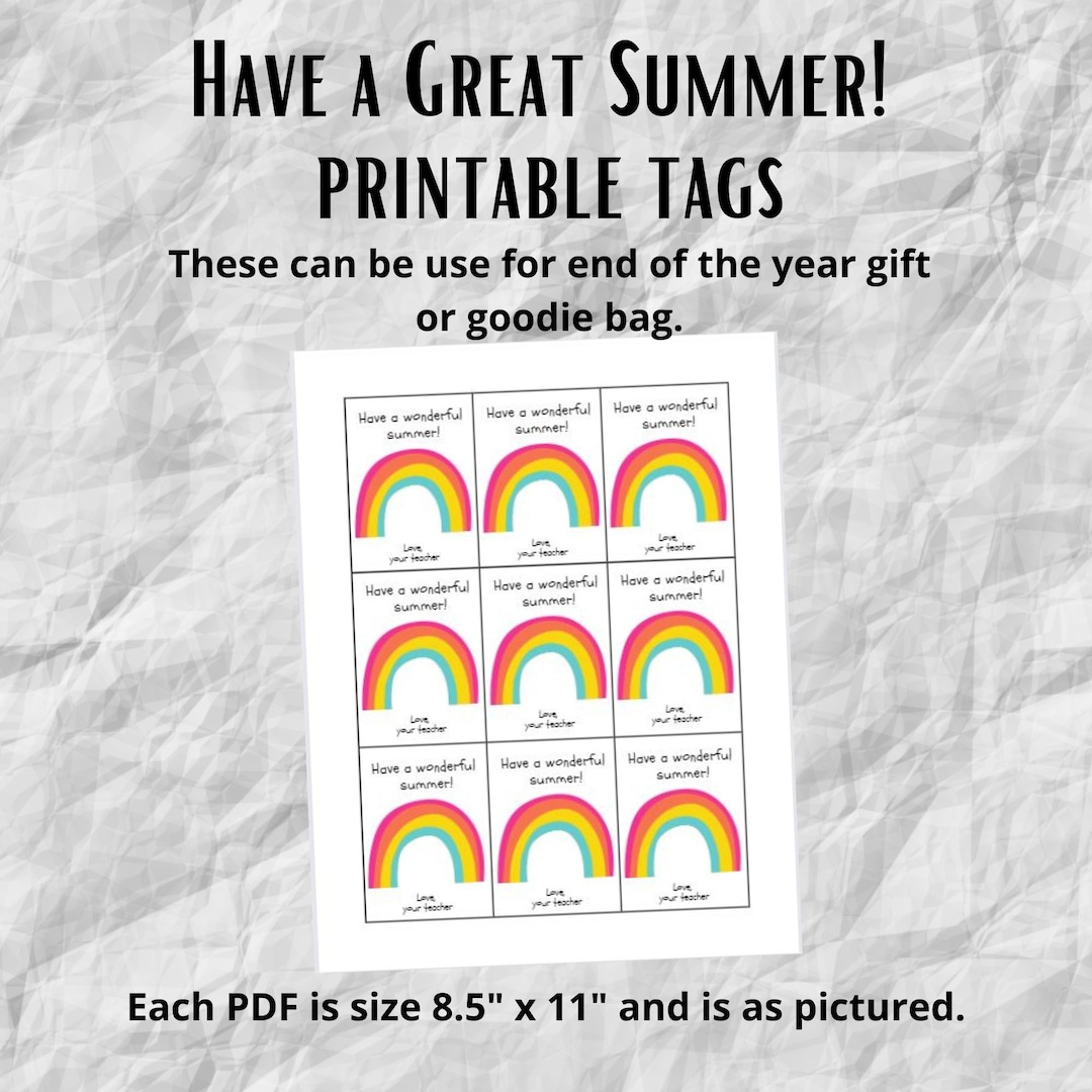 Summer is Here! End of Year Gift Tags for Kids / Instant Access to ...