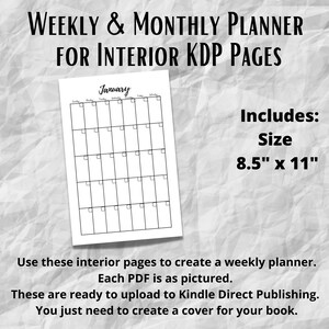 8.5" X 11" Weekly Planner, Monthly Planner Printable Instant Download ...