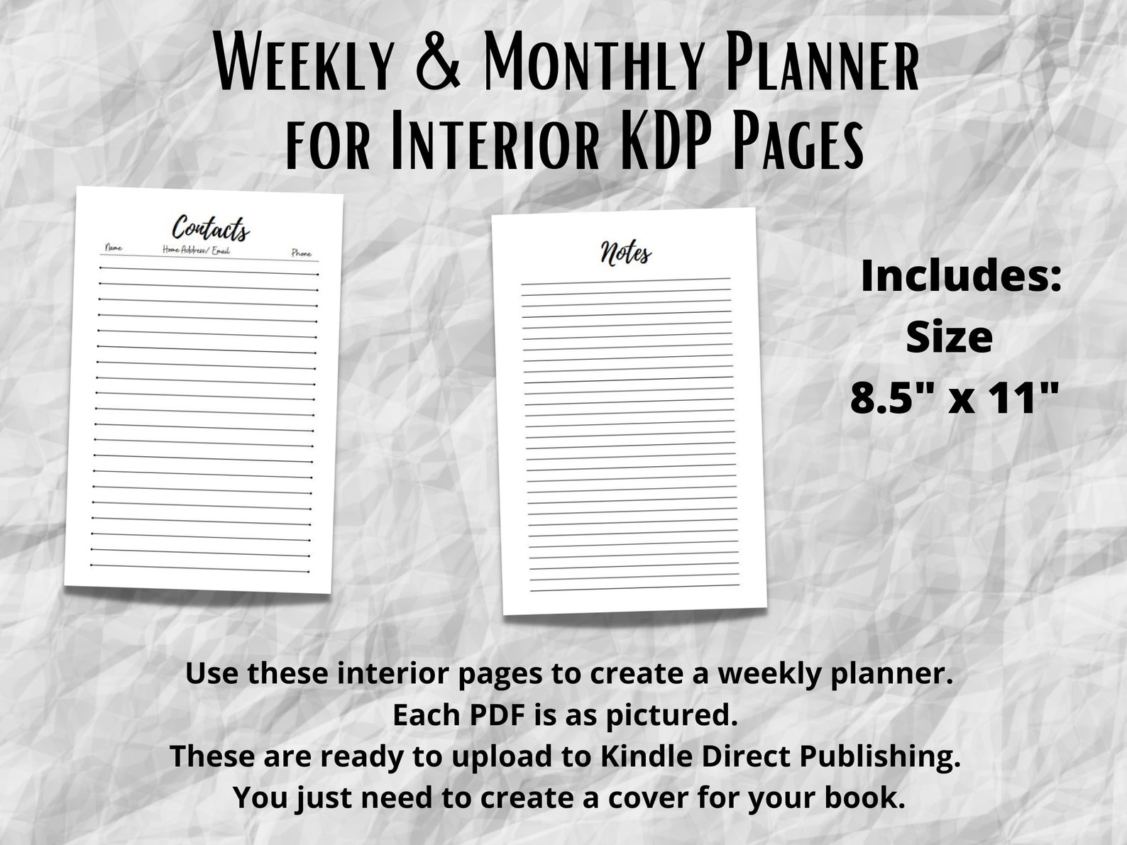 8.5 X 11 Weekly Planner, Monthly Planner Printable Instant Download and ...