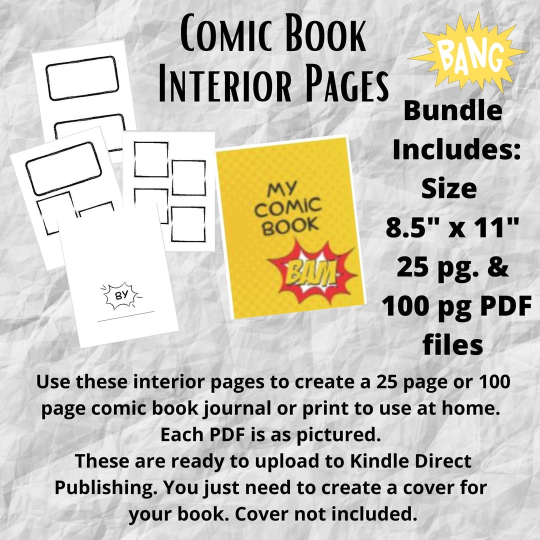 Blank Comic Book Interior Pages for KDP Book, Printable Size 8.5 X 11 ...