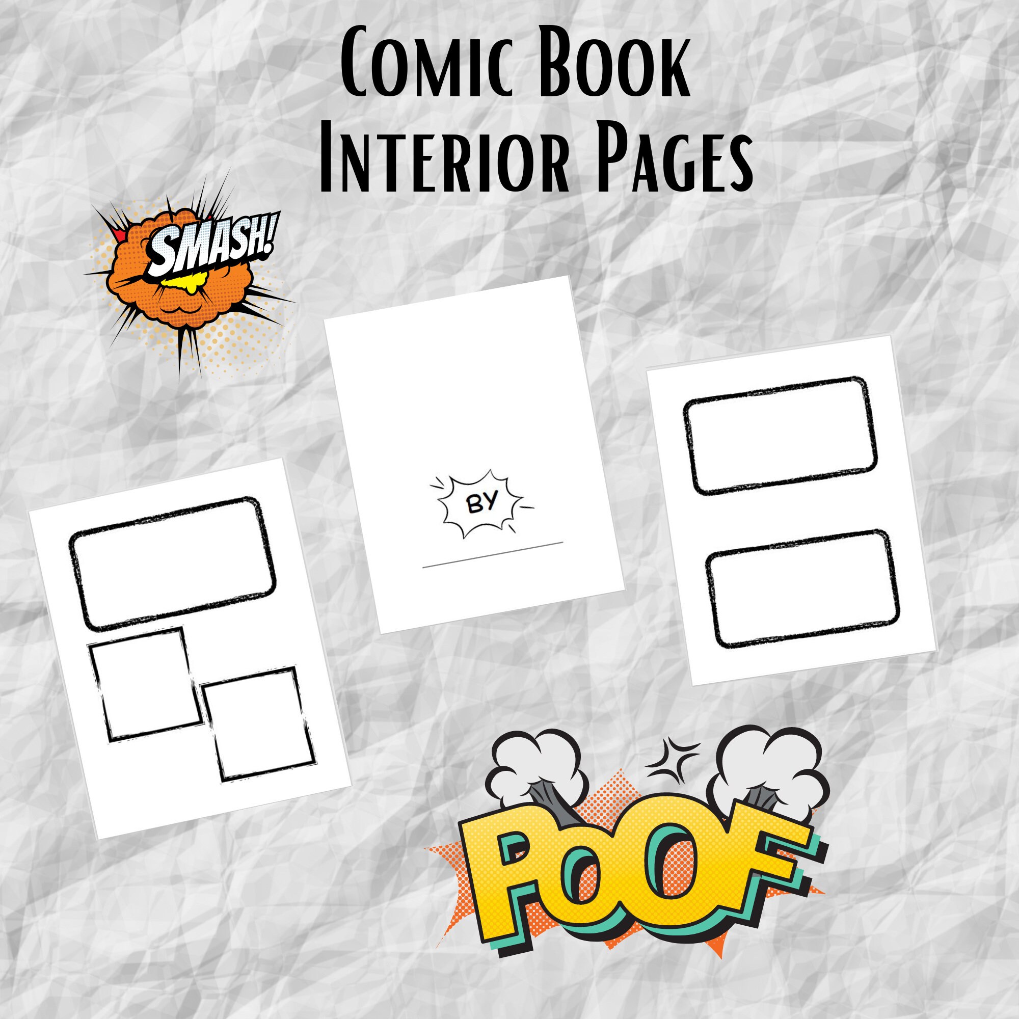 Blank Comic Book Interior Pages for KDP Book, Printable Size 8.5 X 11 ...
