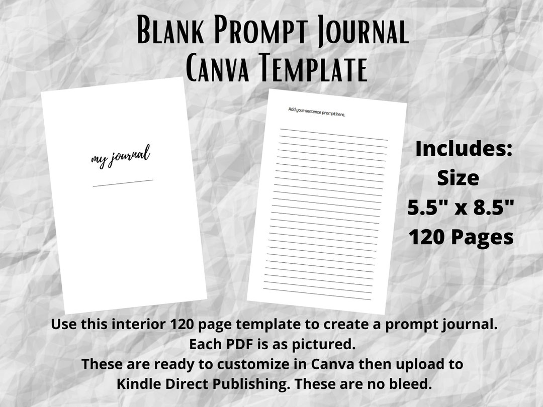 Prompt Journal Canva Template to Customize a Lined Prompt Journal to ...