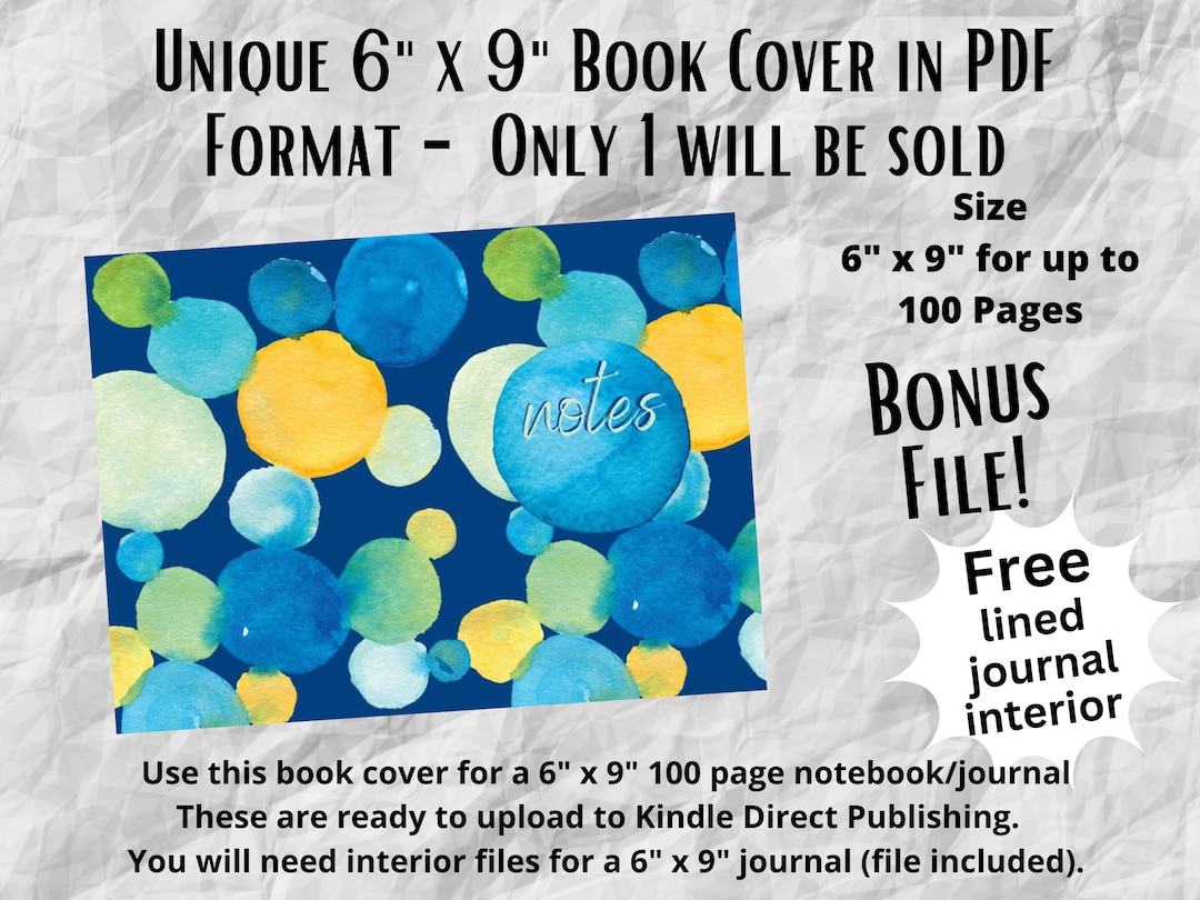 6" X 9" Book Cover for Amazon KDP Self Publishing | Lined Journal Pages ...