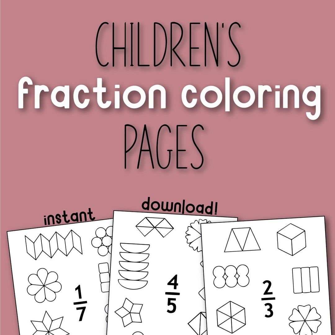 Children's Fraction Coloring Book Printable Download - Etsy