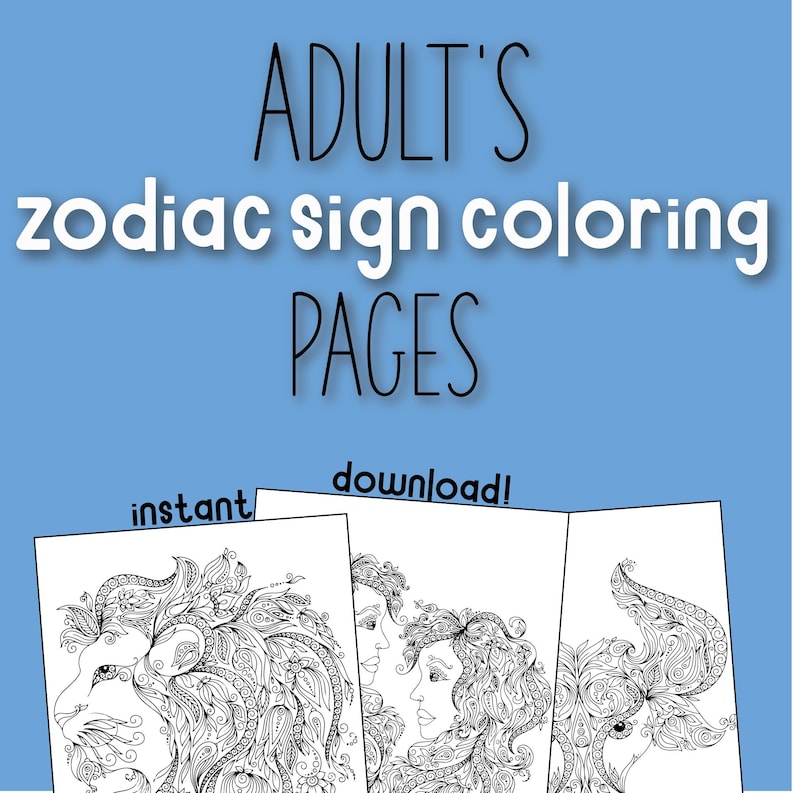 Adult's Zodiac Sign Coloring Book Printable Download - Etsy