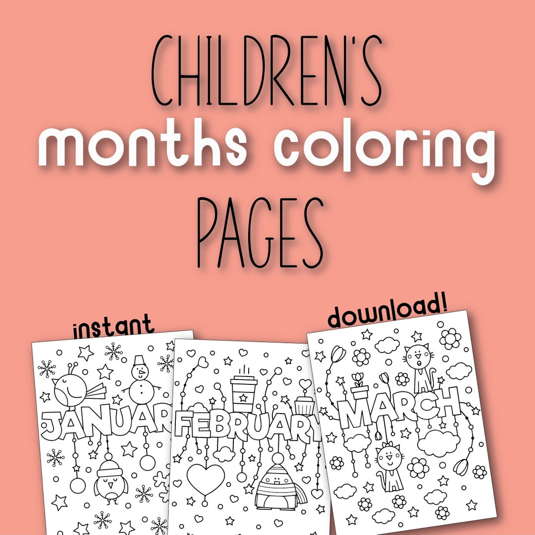 Children's Months Coloring Book Printable Download - Etsy