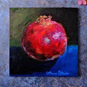 Pomegranate Painting Original Art Fruit Painting Still Life Artwork ...