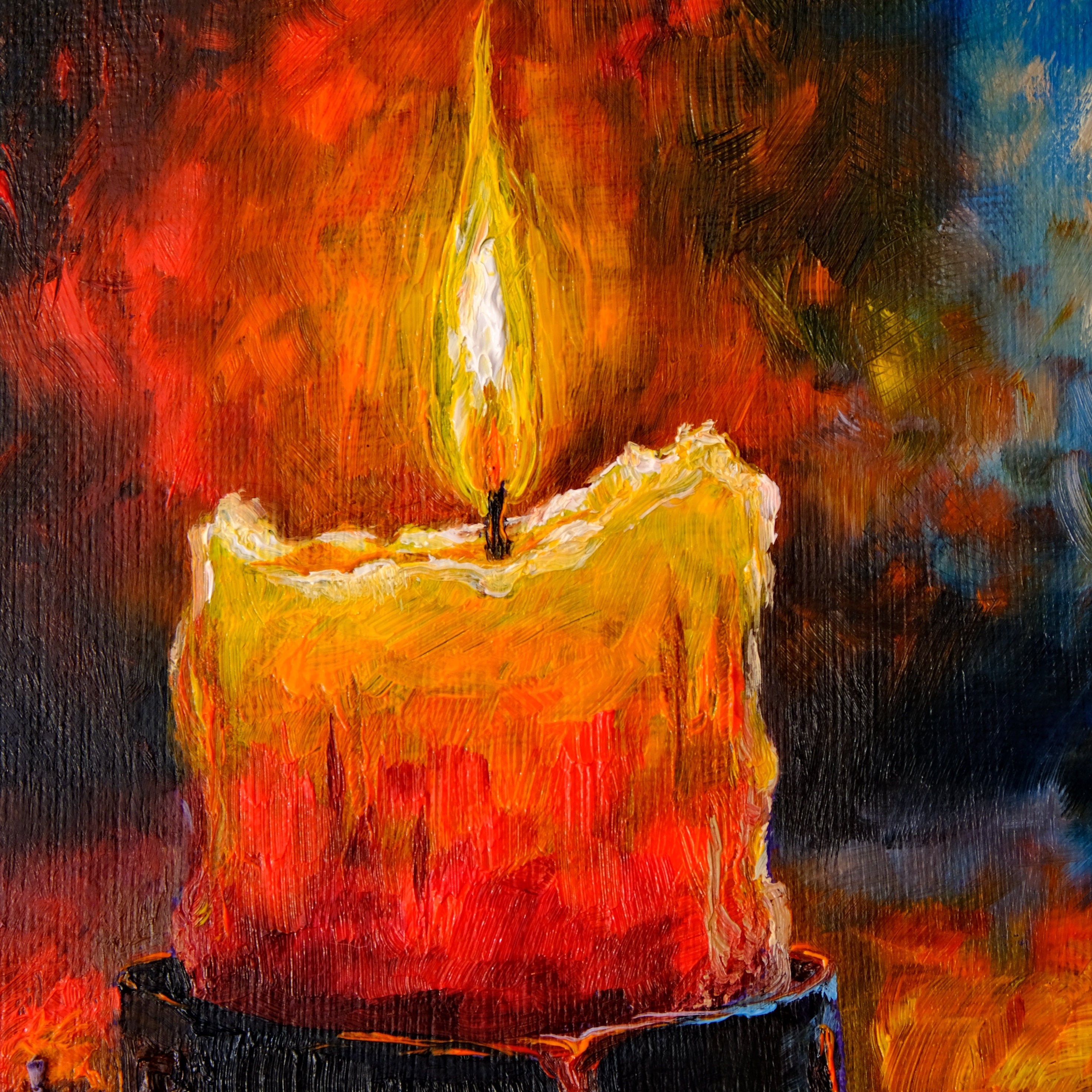 Candle Painting Original Art Fire Painting Oil Artwork Still Life ...
