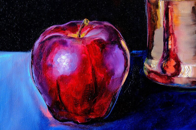 Copper Mug Painting Original Art Apple Painting Fruit Artwork Still ...
