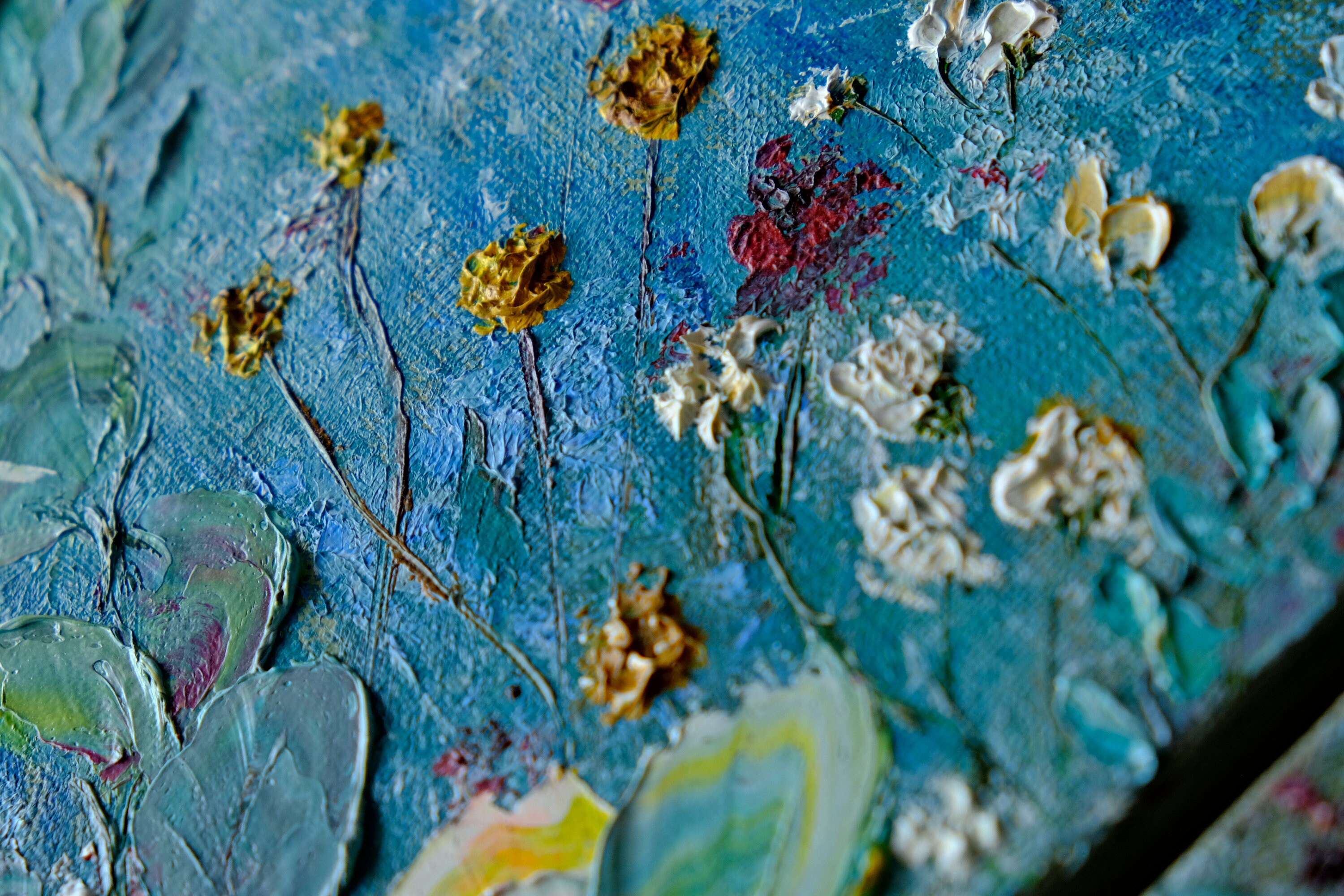 Wildflower Painting Original Art Meadow Floral Diptych Two Triangular ...