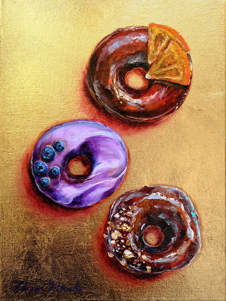 Donut Painting Original Art Food Painting Canvas Art Oil - Etsy