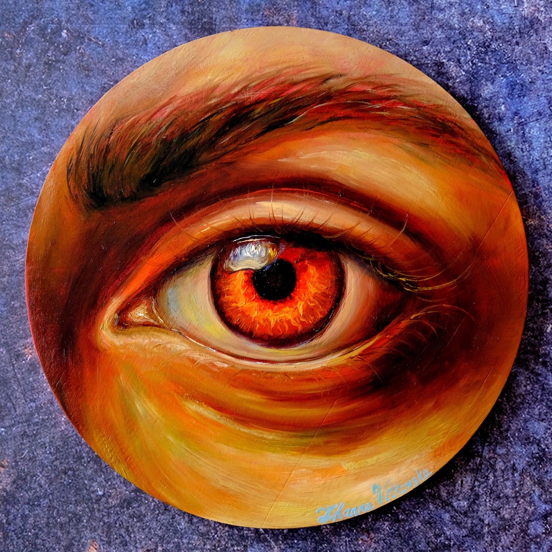 Eye Painting Original Art Realistic Eye Painting Eye Art Round Oil ...