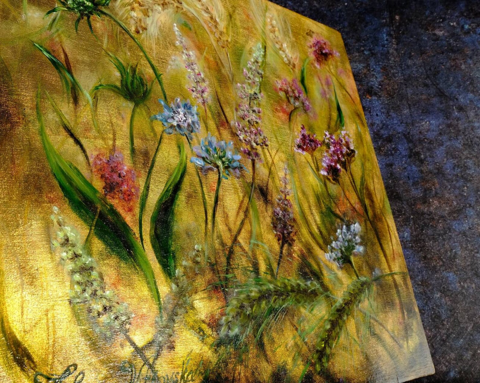 Flower Meadow Painting Original Art Wildflowers Field Artwork - Etsy