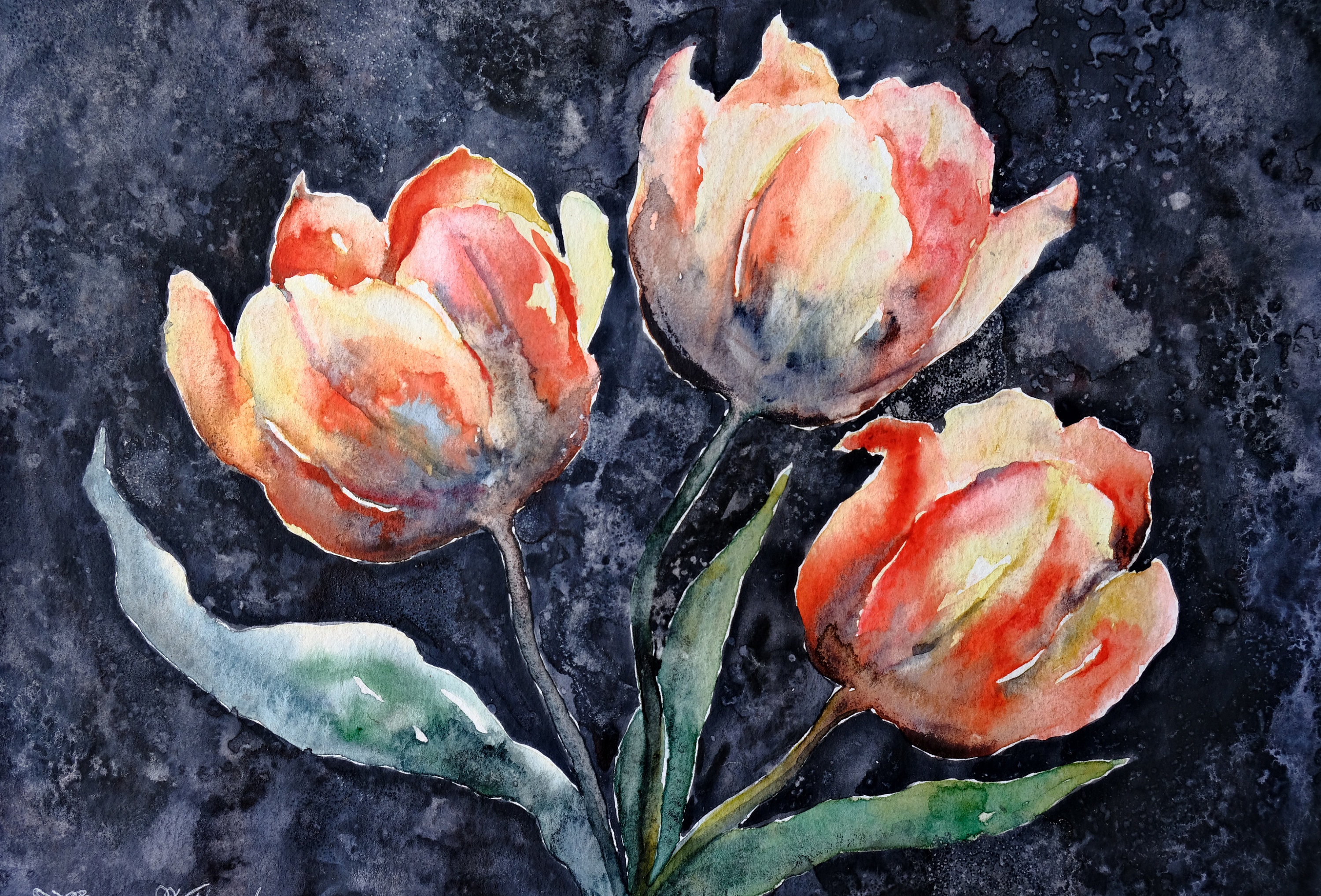 Red Tulip Artwork Original Art Flowers Watercolor Painting - Etsy