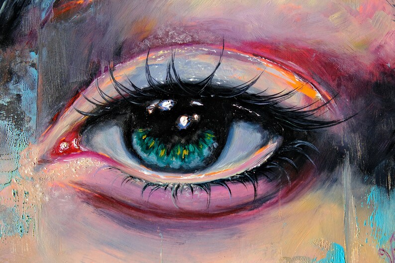 Eye Painting Original Art Realistic Eye Painting Eye Art Round Oil ...