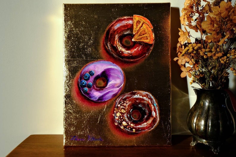 Donut Painting Original Art Food Painting Canvas Art Oil - Etsy