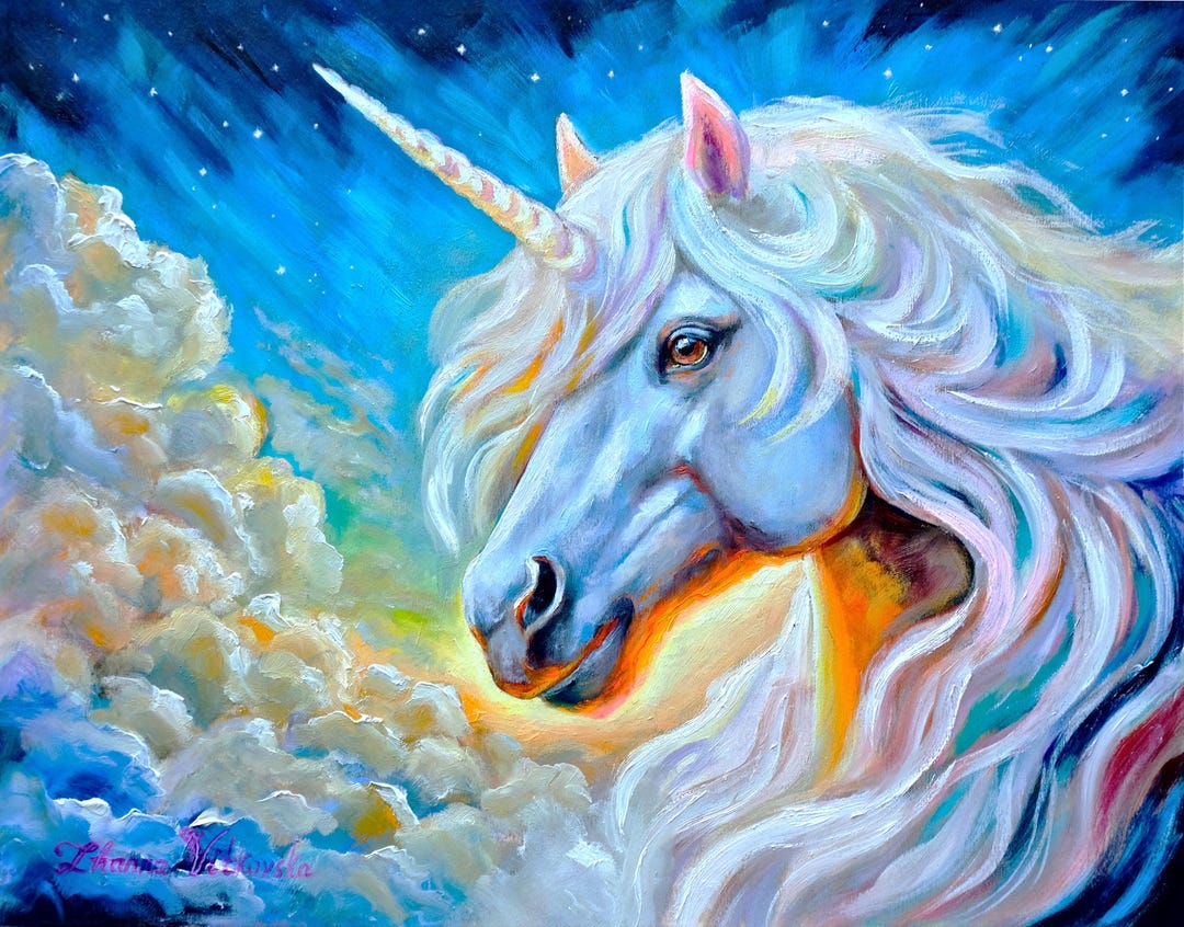 Unicorn Painting ORIGINAL Art READY to SHIP Whimsical Oil Painting ...