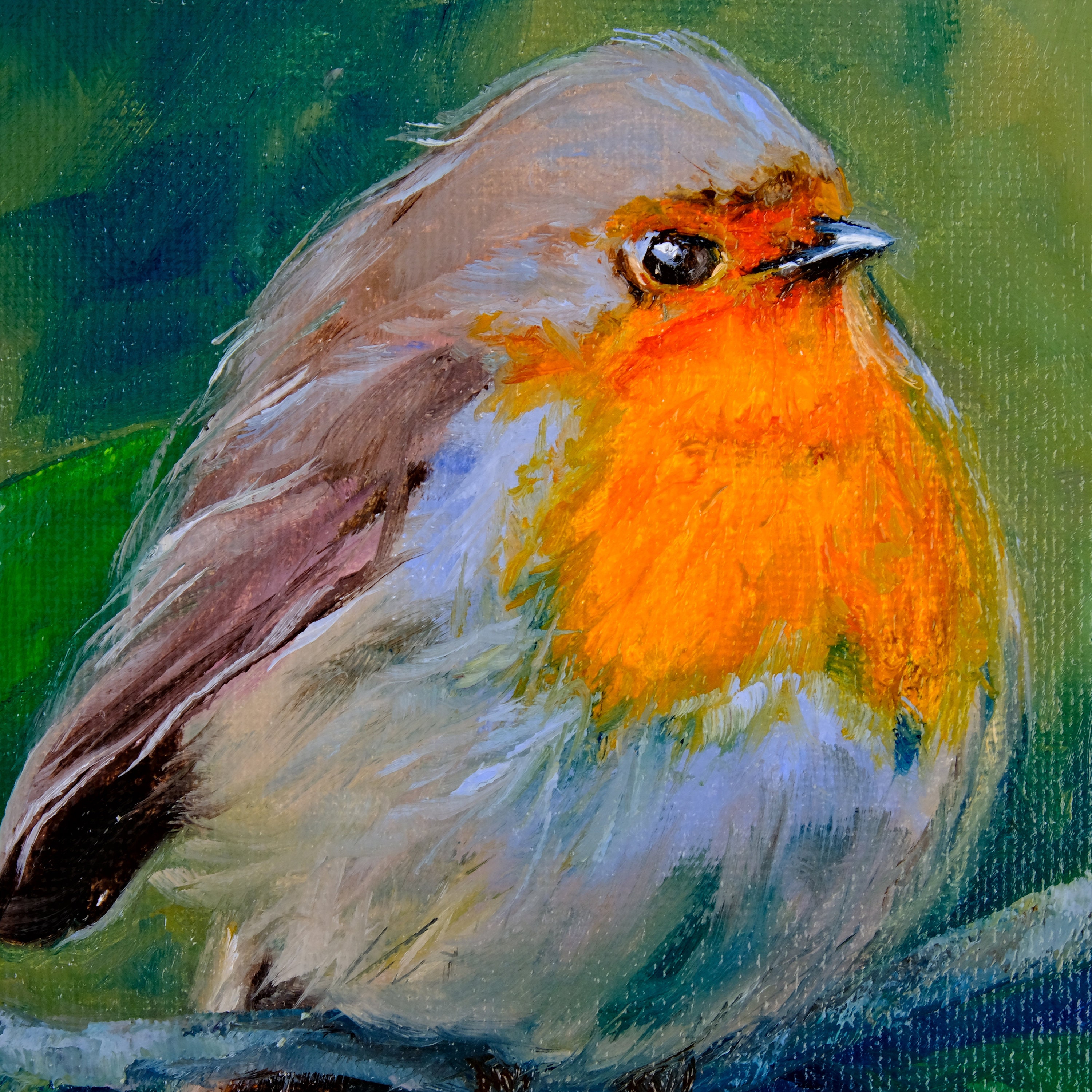 Robin Painting Bird Original Art Robin Artwork Small Oil Painting ...