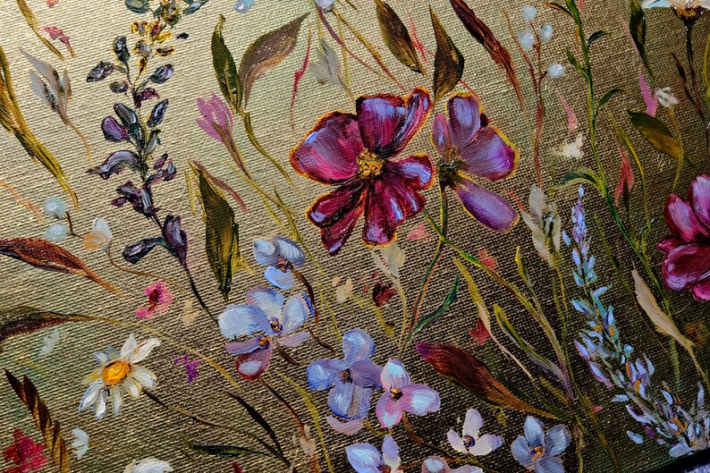 Flower Meadow Painting Original Art Wildflower Artwork Field Artwork ...