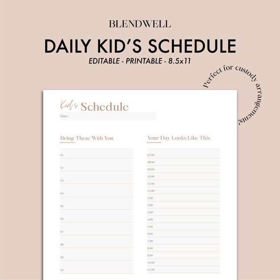 Daily Schedule Planner for Kids Kid Planner for Moms Blended | Etsy