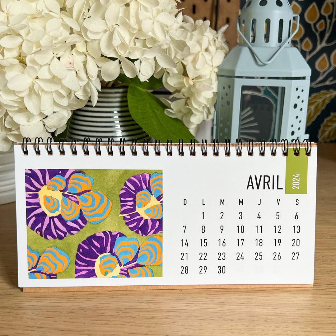 Calendrier De Bureau 2024, Calendrier Mensuel Coloré, Calendrier ...