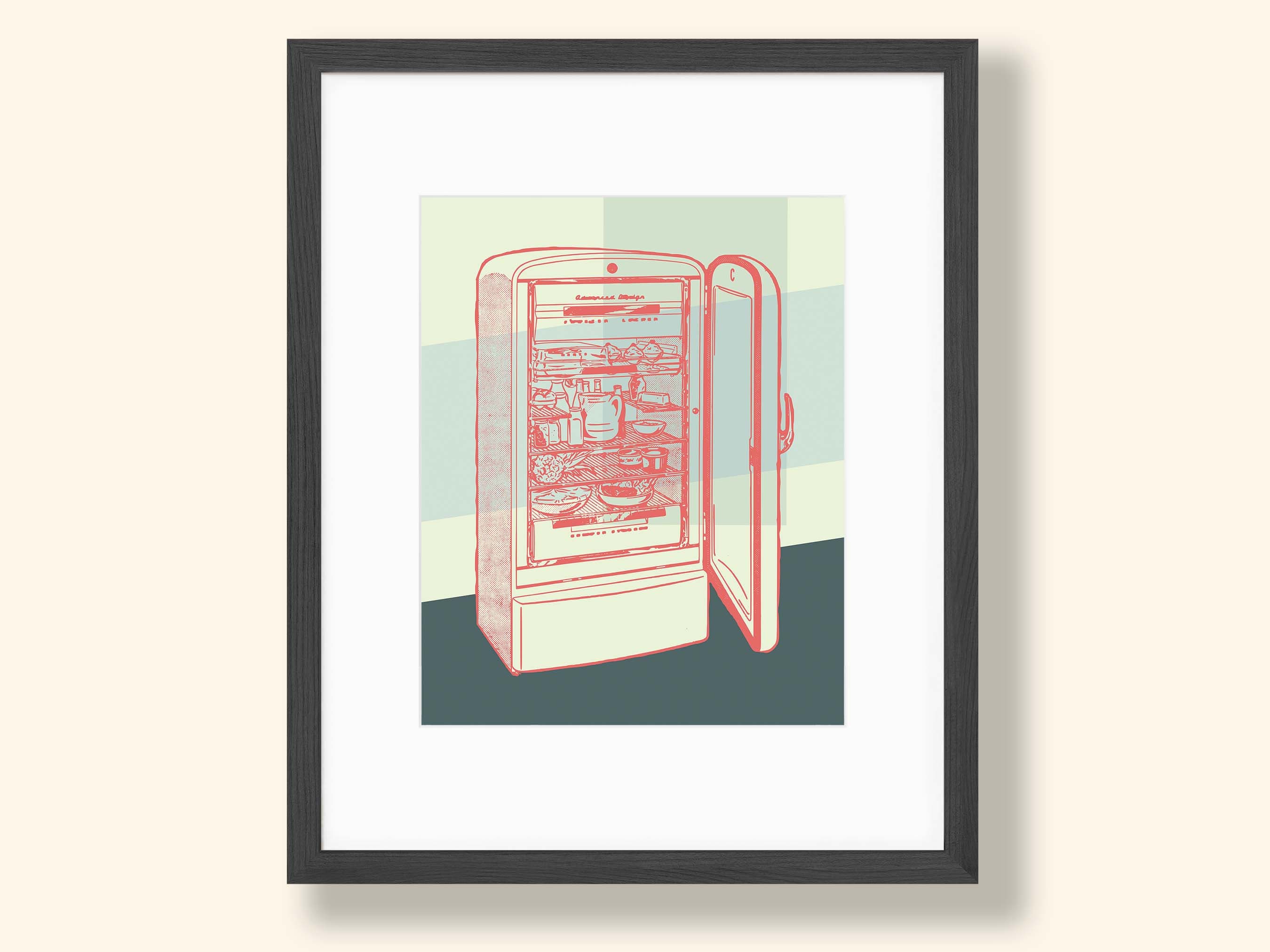 Retro Fridge Printable, Kitchen Wall Art, Breakfast Wall Decor, Instant ...