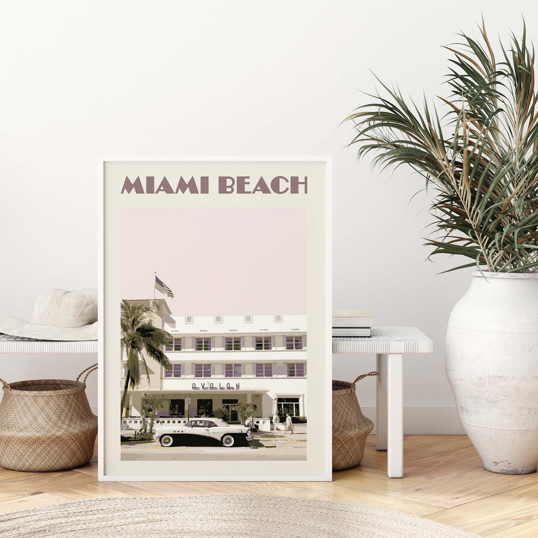Miami Wall Art, Miami Beach Print, Florida Travel Art, Retro Miami ...