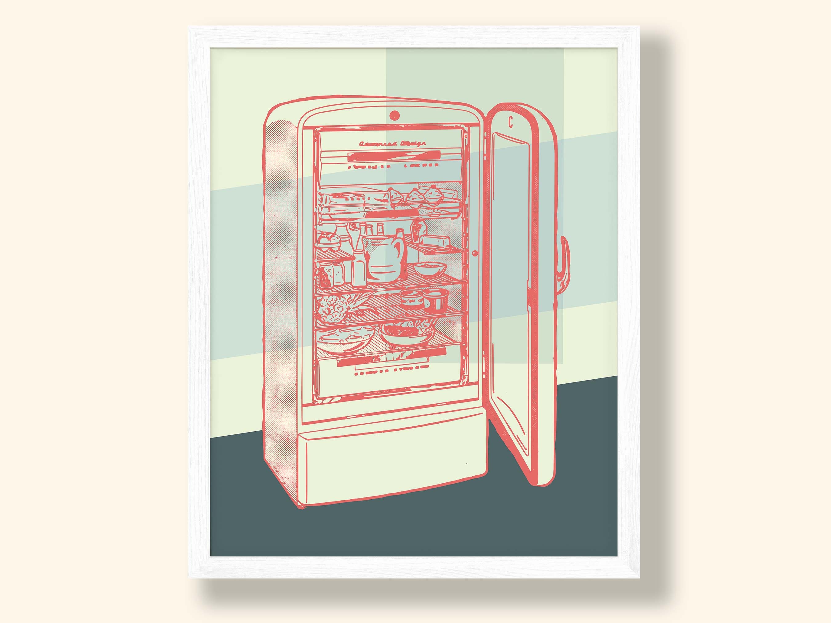 Retro Fridge Printable, Kitchen Wall Art, Breakfast Wall Decor, Instant ...