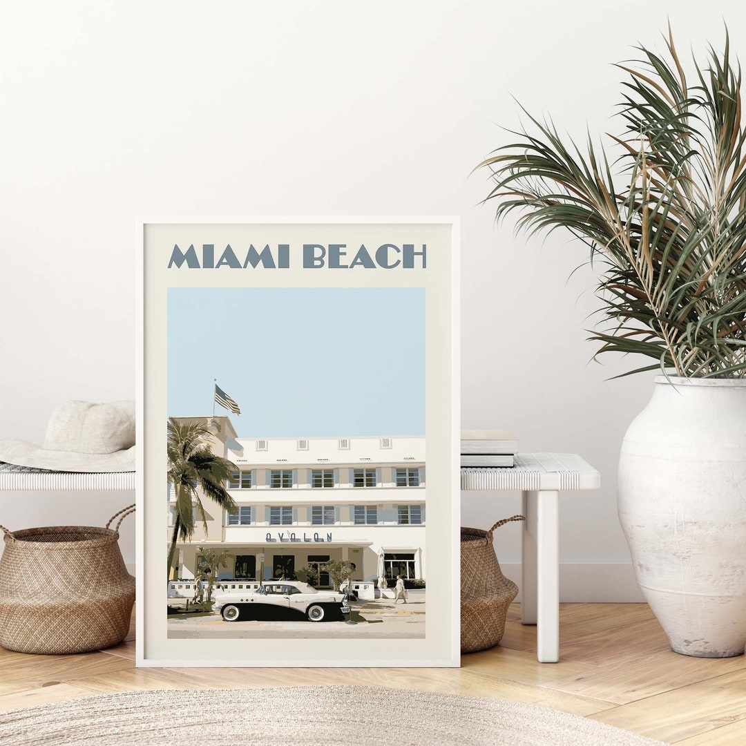 Miami Poster, Miami Beach Print, Florida Travel Art, Retro Miami Wall ...