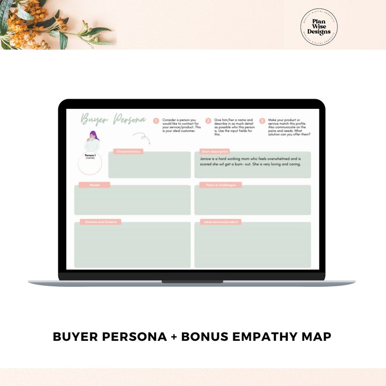 Buyer Persona Template, Fillable PDF, User Persona, Ideal Client, Empathy Map, Identify Your ...