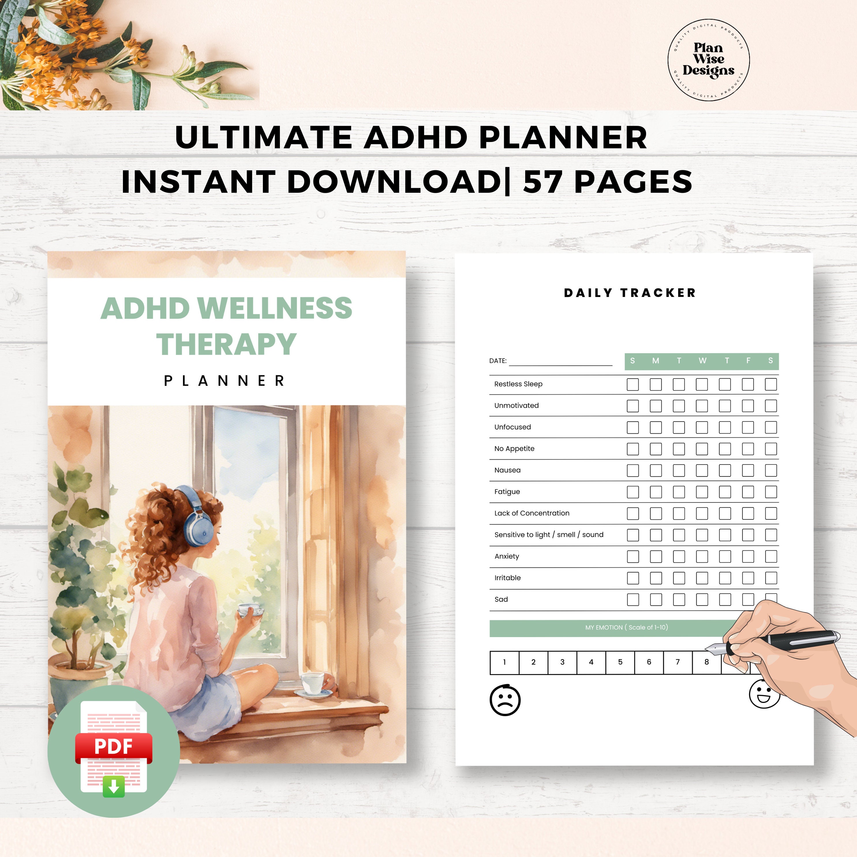 Ultimate ADHD Printable Planner Therapy, Undated, Instant Download, A4 ...