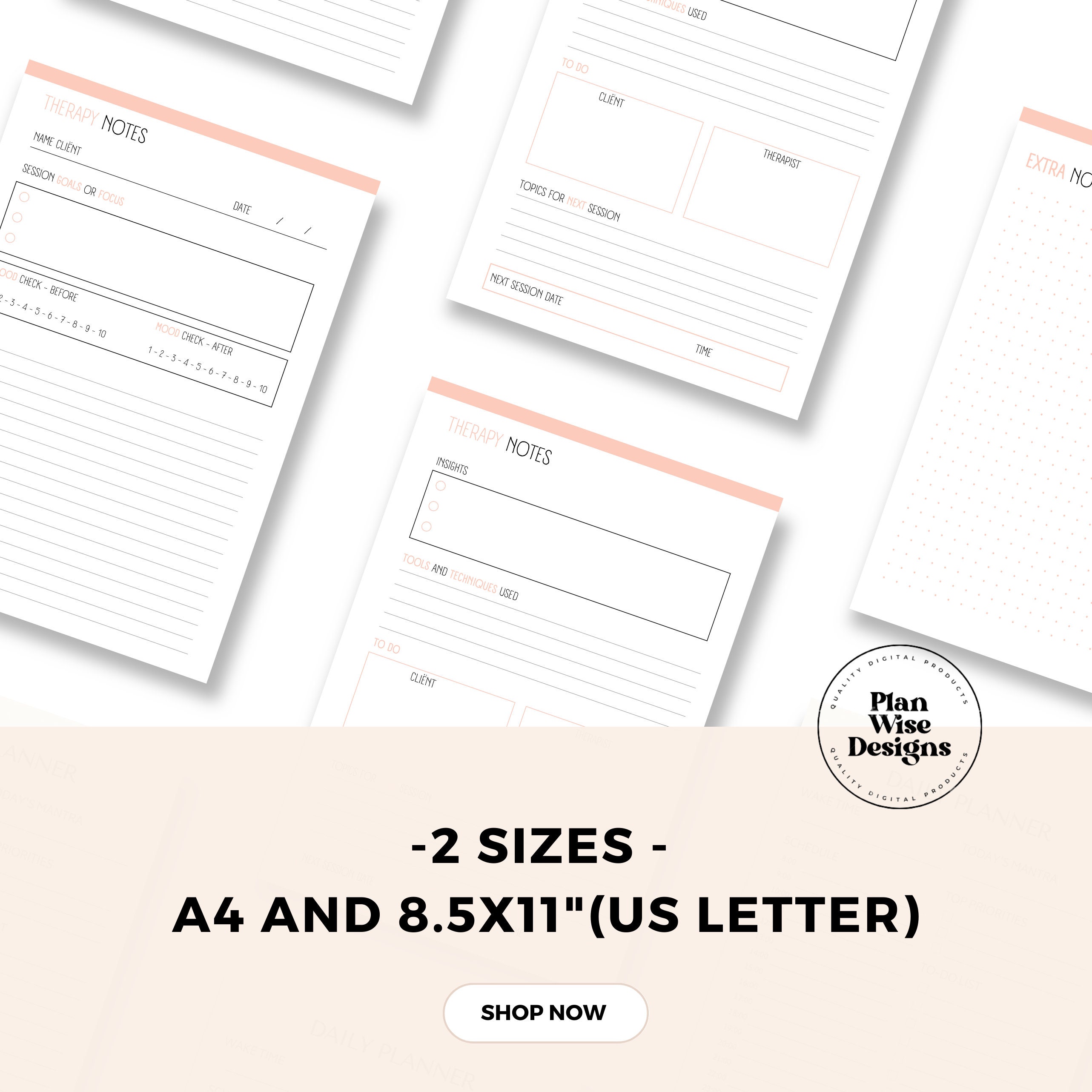 Note Sheets Therapy Worksheet Therapy Note Template Therapy Notebook ...