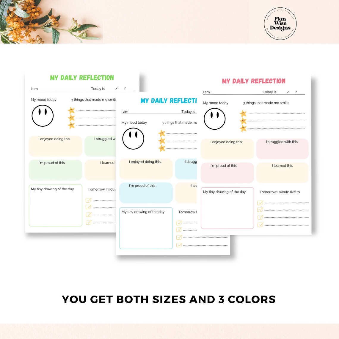 Daily Reflection Printable for Children Activity Self Discovery Kids ...