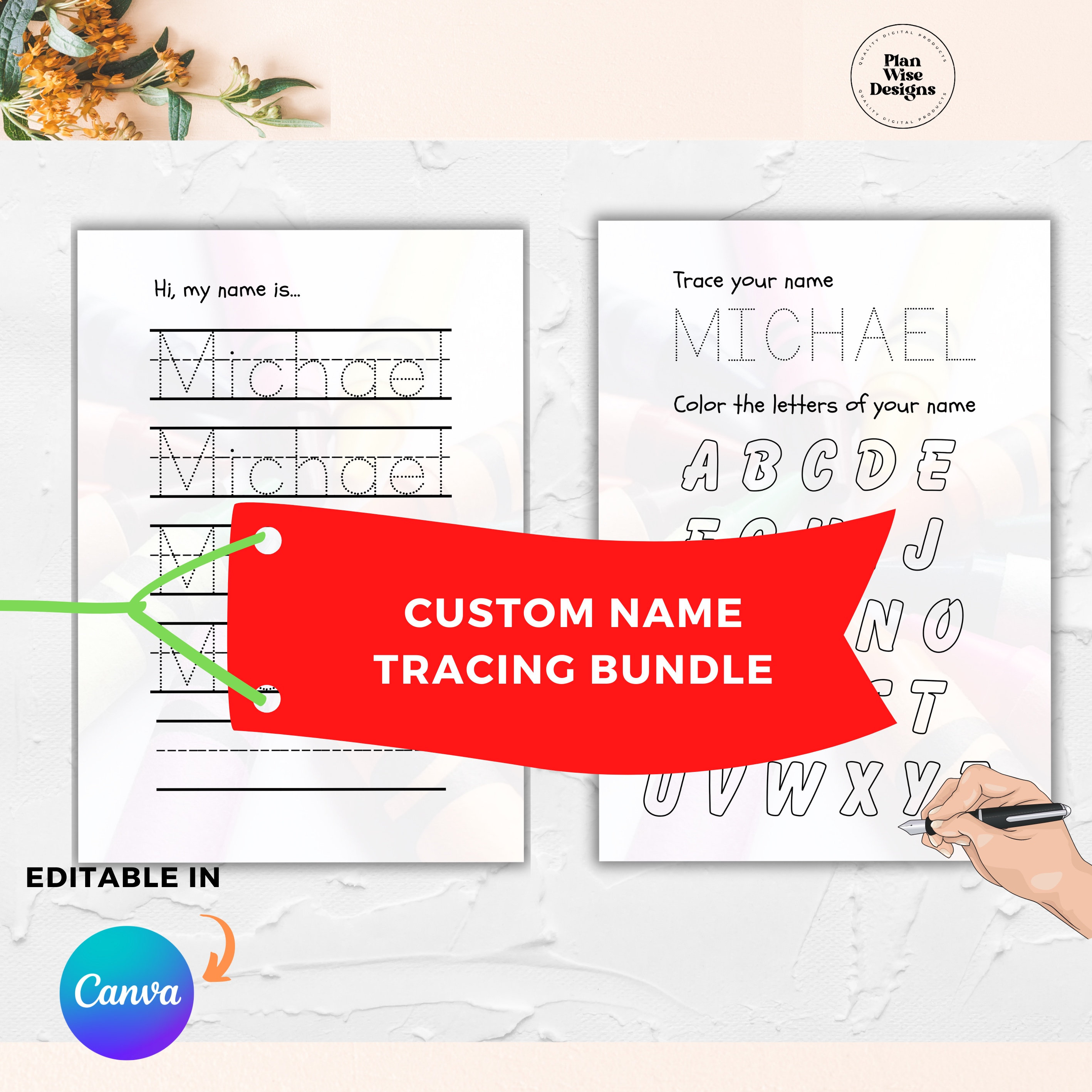 Custom Name Tracing Sheet Handwriting Practice Personalized Name Trace ...