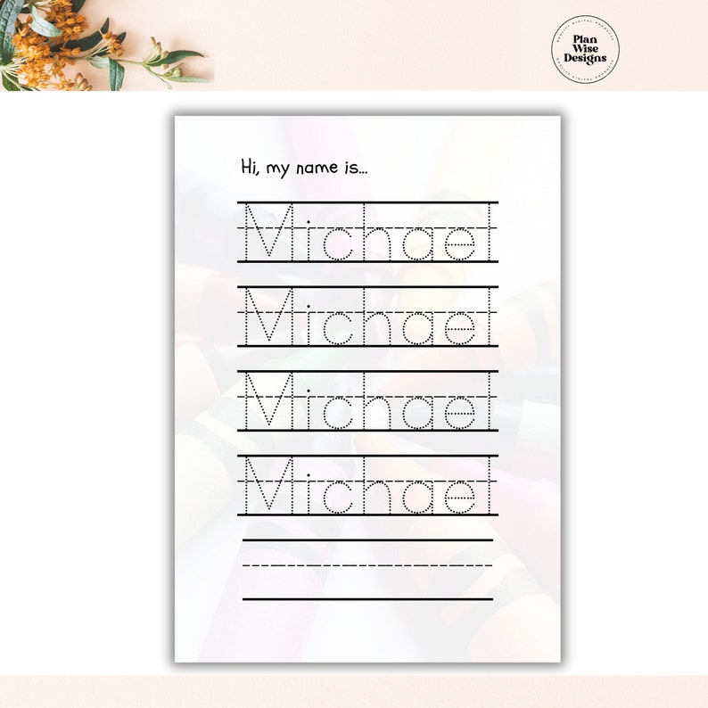 Custom Name Tracing Sheet Handwriting Practice Personalized Name Trace ...
