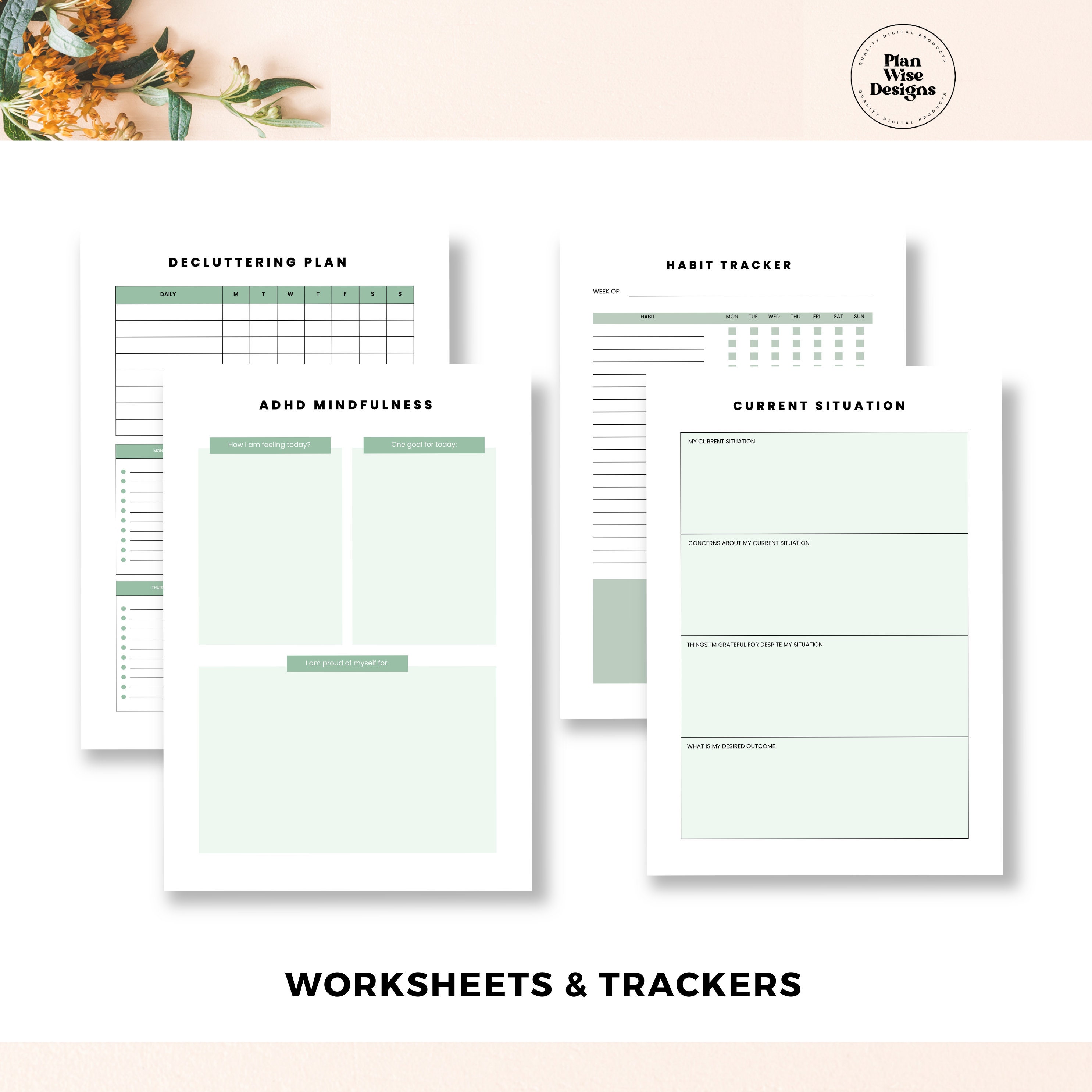 Ultimate ADHD Printable Planner Therapy, Undated, Instant Download, A4 ...
