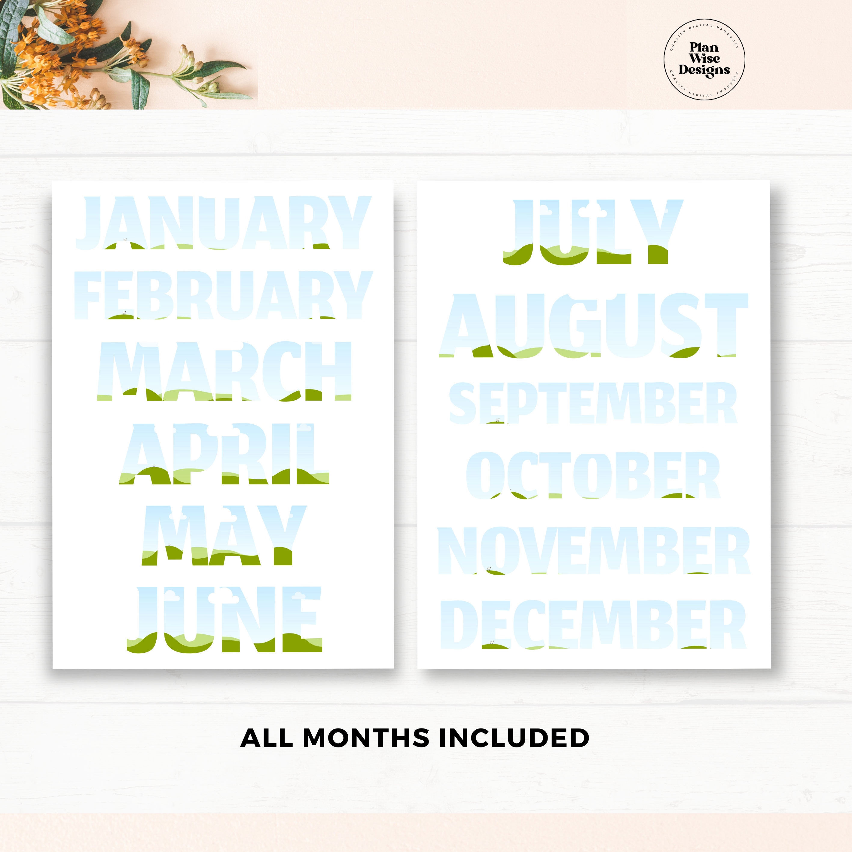 Fully Editable Calendar Canva Template Frame Monthly | Instant Download ...