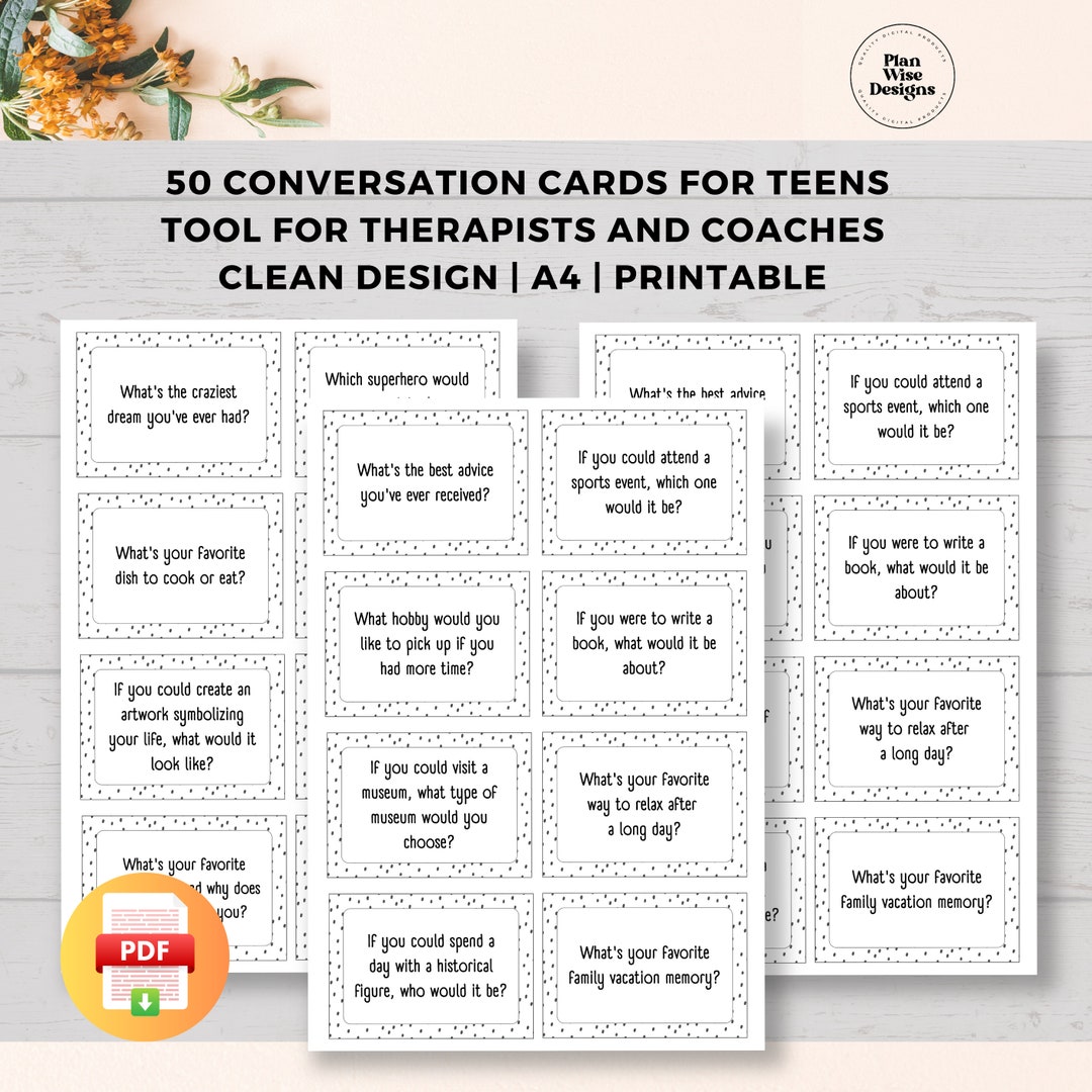 Conversation Starters for Teens 50 Question Cards for Parents ...